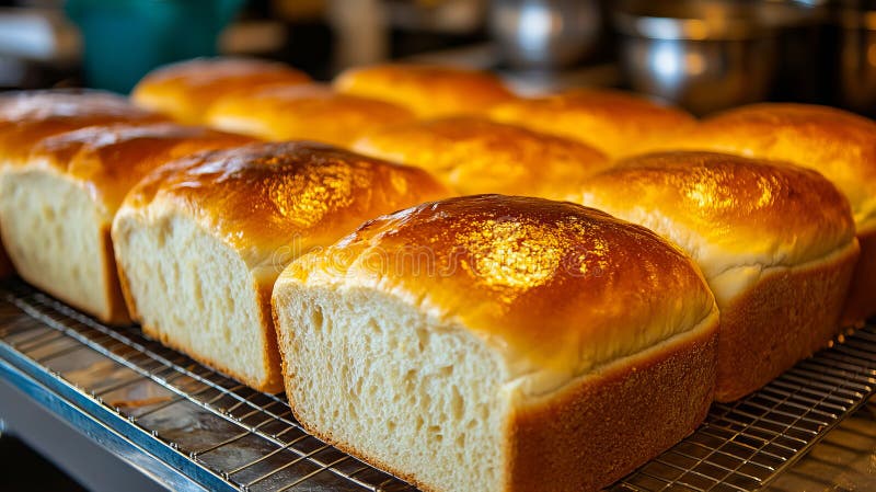 A Bunch of Freshly Baked Breads Sitting on a Cooling Rack Stock Image ...