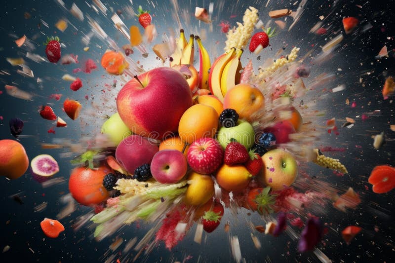 Fruit Explosion Apple Strawberry Peach Stock Photos - Free & Royalty ...