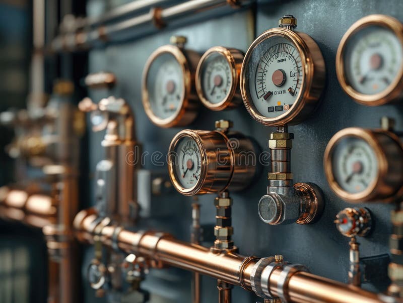 Bunch of Gauges on Wall Close Up Stock Image - Image of learning ...