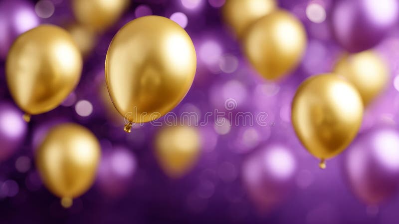 A Bunch of Gold Balloons Floating in the Air Stock Image - Image of ...