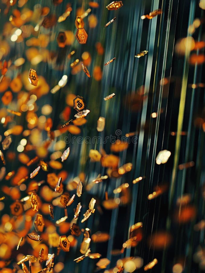 A Bunch of Gold Coins are Falling from the Sky Stock Image - Image of ...