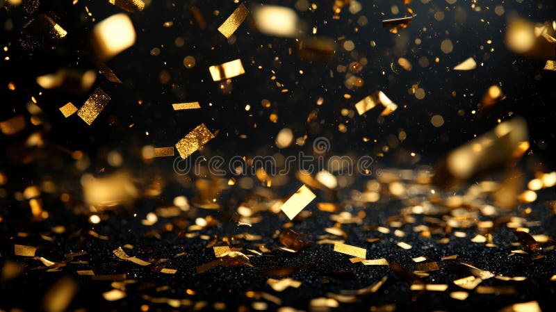 A Bunch of Gold Confetti Falling from the Sky Stock Illustration ...