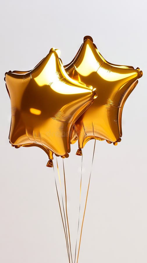 A Bunch of Gold Foil Balloons in the Shape of Stars Stock Image - Image ...