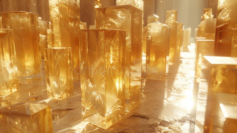 A Bunch of Golden Blocks are Sitting on a Table, AI Stock Image - Image ...