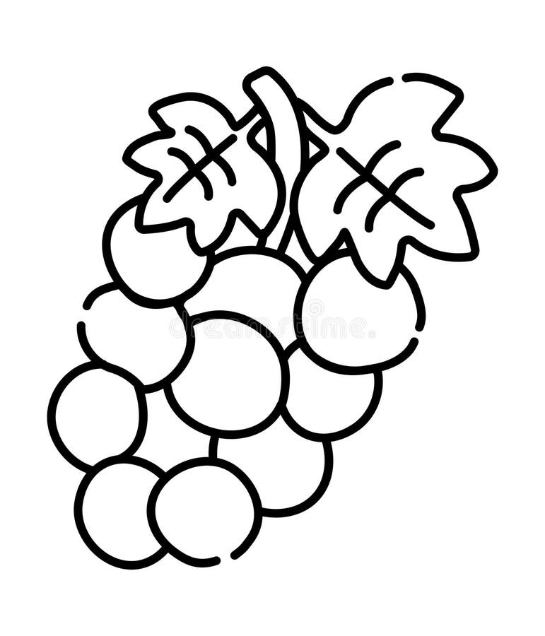 Bunch of Grapes Black Line Icon Stock Vector - Illustration of sprig ...