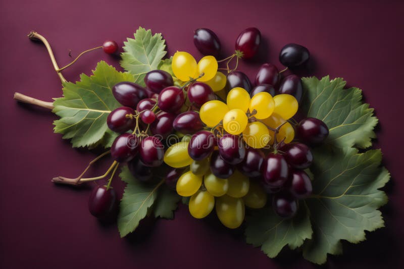 Bunch of Grapes on a Dark Background, Top View, Vertical. Ai Generated ...