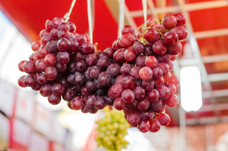 Bunch of Grapes Display at Fresh Market Stall Stock Image - Image of ...