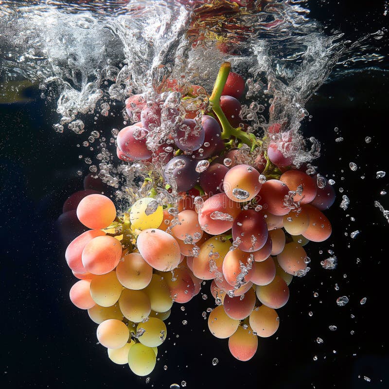 A Bunch of Grapes are Falling into a Pool of Water Stock Illustration ...