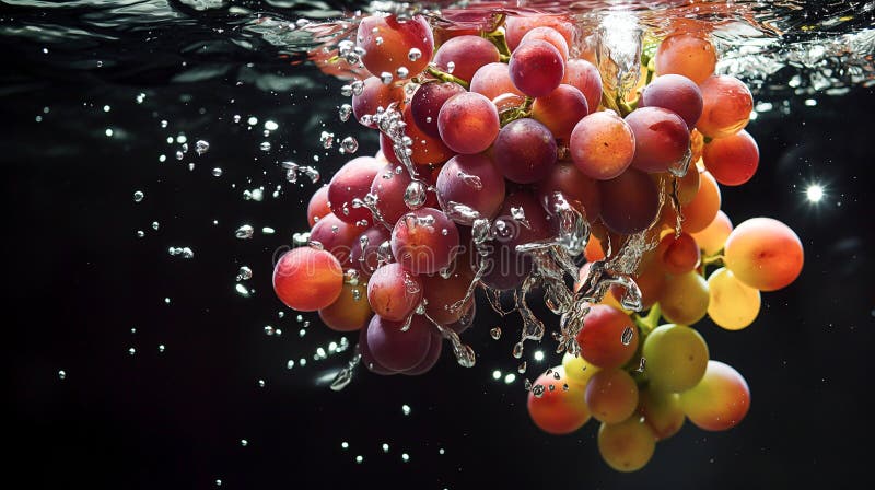 A Bunch of Grapes are Floating in Water Stock Illustration ...