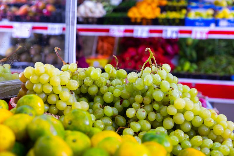 Bunch of Grapes in a Fruit Shop or at Supermarket Stock Photo - Image ...