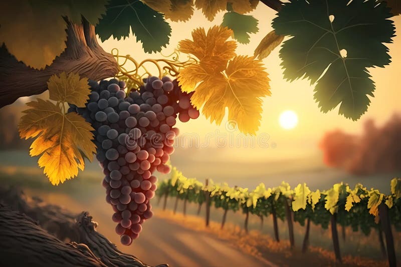 Bunch of Grapes Hanging from a Tree. Generative Ai Design Stock ...