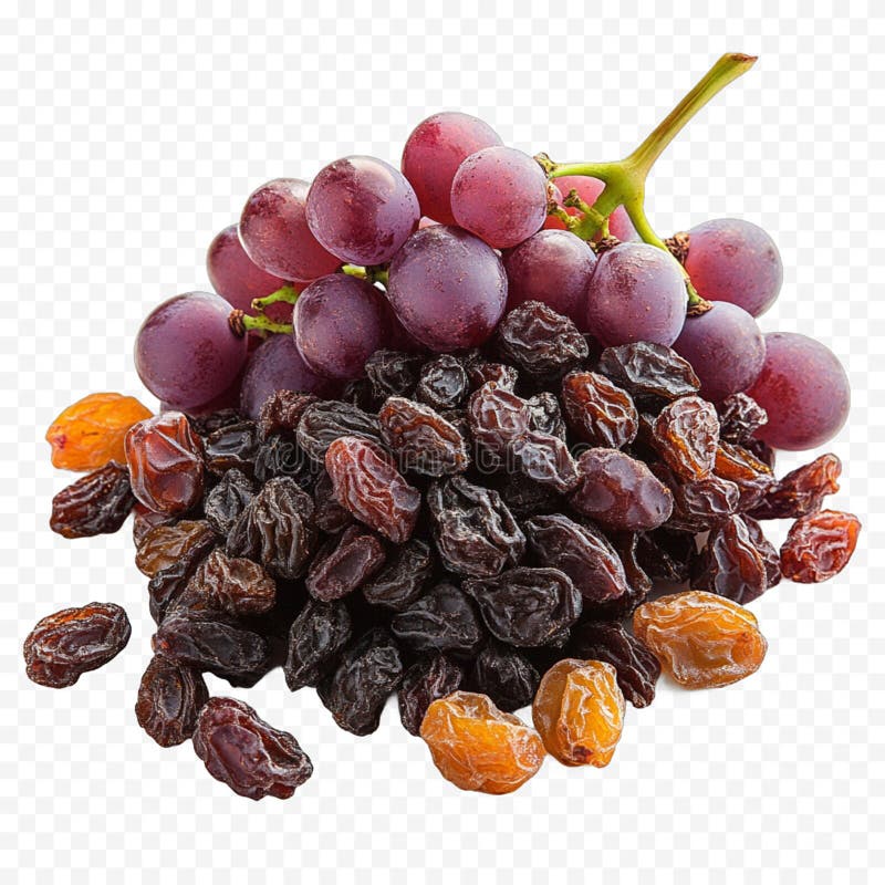 Bunch of Grapes and Raisins Stock Illustration - Illustration of ...