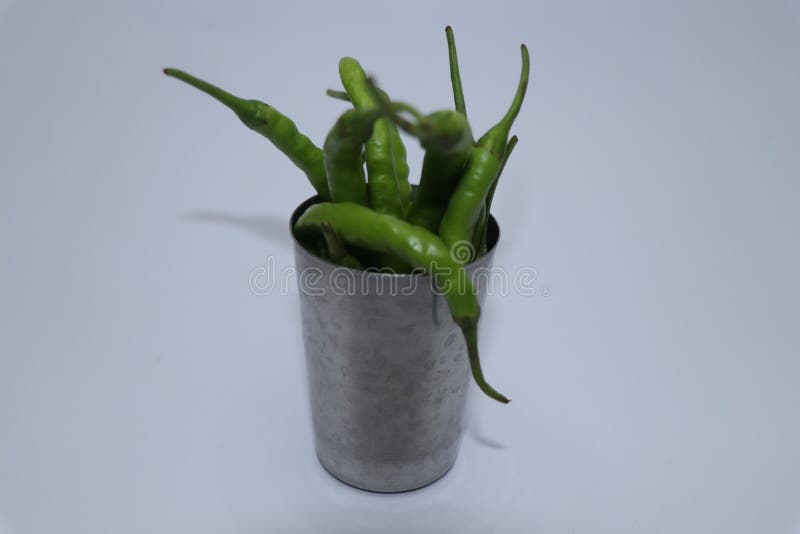 Bunch of Green Color Chilli in Glass Stock Photo - Image of green ...