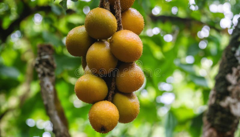 A Bunch of Green Fruits Hanging from a Tree Stock Illustration ...