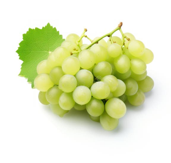 A Bunch of Green Grapes with a Leaf Stock Illustration - Illustration ...
