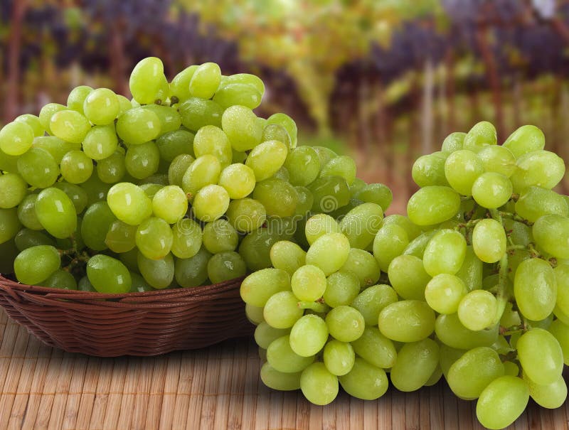 Bunch of Green Grapes on the Table Stock Image - Image of close ...