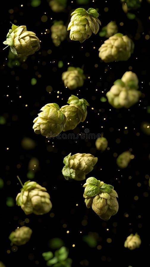A Bunch of Green Hops Floating in the Air Stock Image - Image of ...