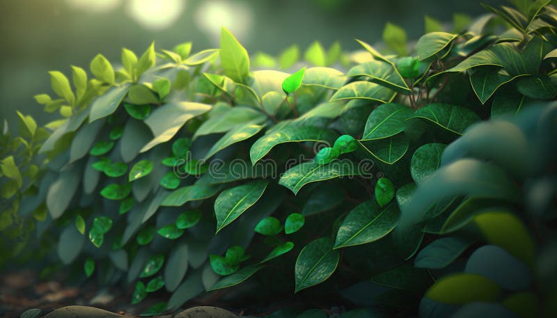 A Bunch of Green Leaves are Growing on a Bushy Plant Stock Illustration ...