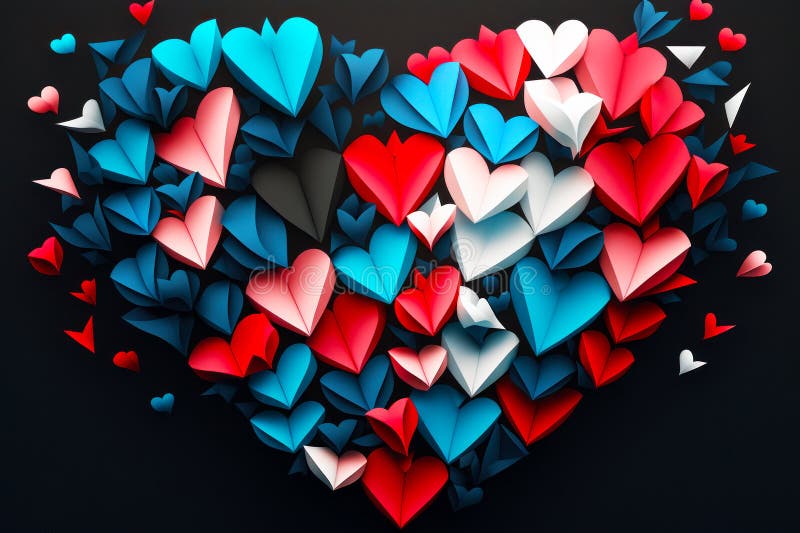 Bunch of Hearts that are in the Shape of Heart on Black Background ...