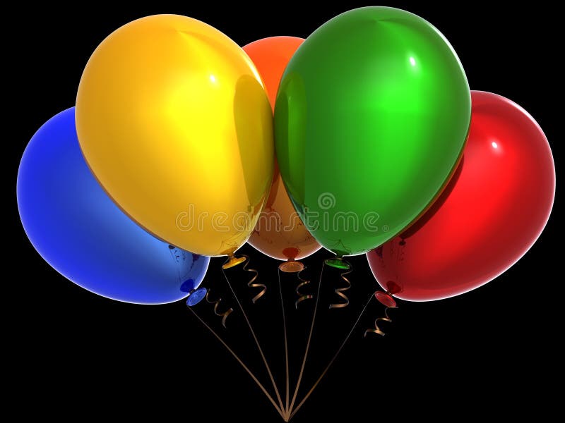 Bunch of Helium Balloons (Hi-Res) Stock Illustration - Illustration of ...