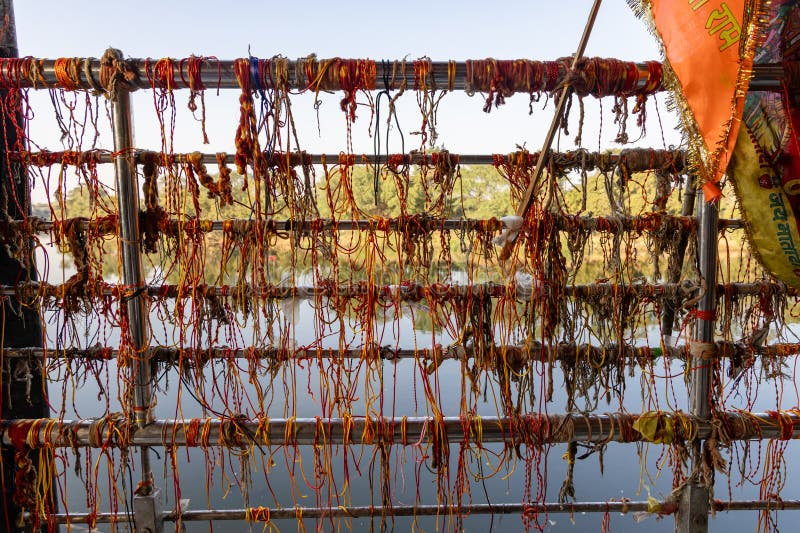 Bunch of Holy Hindu Thread Offerings at Religious Temple Stock Photo ...