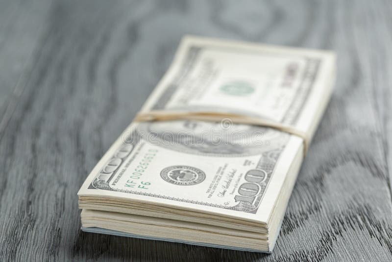 Bunch of Hundred Dollar Notes Tied with Rubberband Stock Image - Image ...