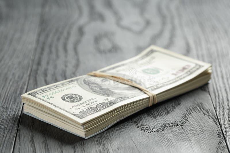 Bunch of Hundred Dollar Notes Tied with Rubberband Stock Image - Image ...