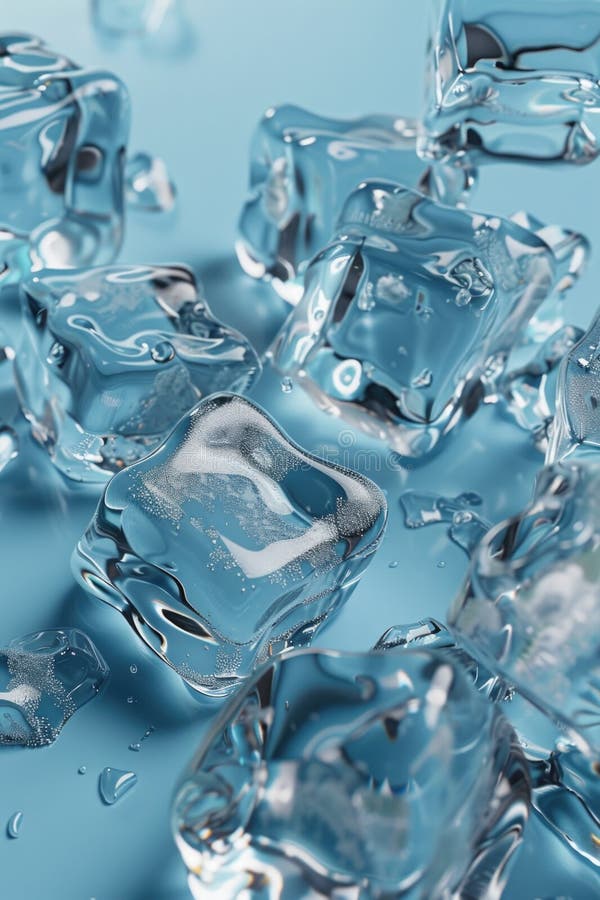 A Bunch of Ice Cubes on a Blue Surface. Can Be Used for Refreshing ...