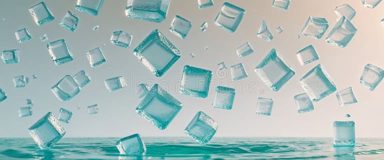 A Bunch of Ice Cubes are Falling into a Pool of Water Stock Image ...