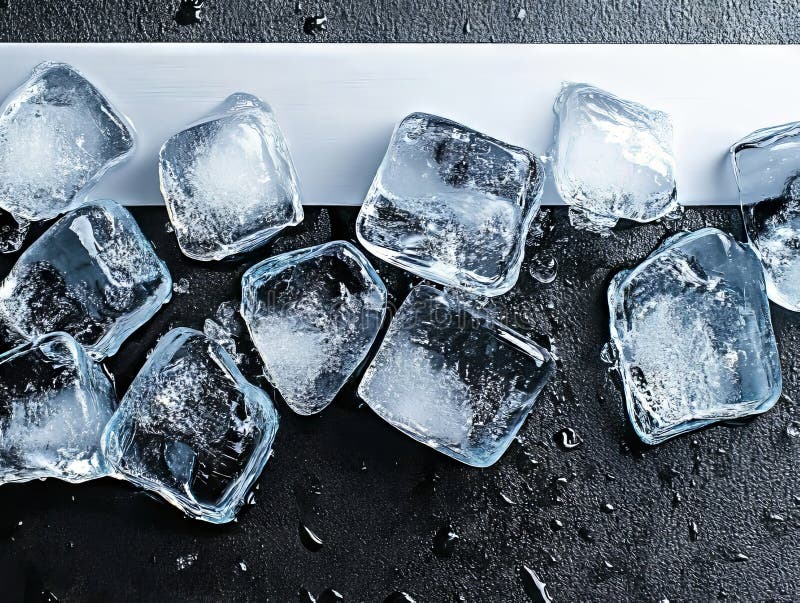 A Bunch of Ice Cubes Sitting on Top of a Table Stock Illustration ...