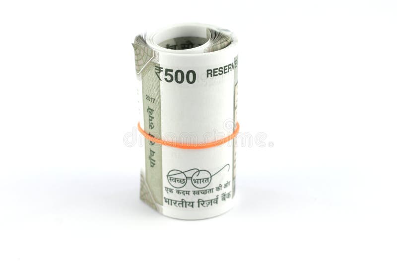 Indian Money, Indian Currency Roll, Currency Rolled with Rubber Band ...