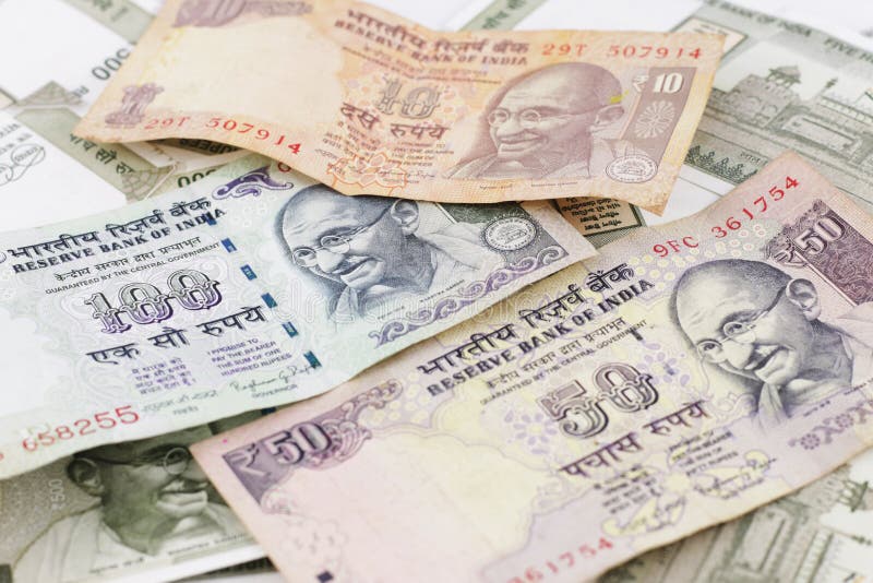 A Bunch of Indian Rupees. Indian Money, Indian Currency Stock Image ...