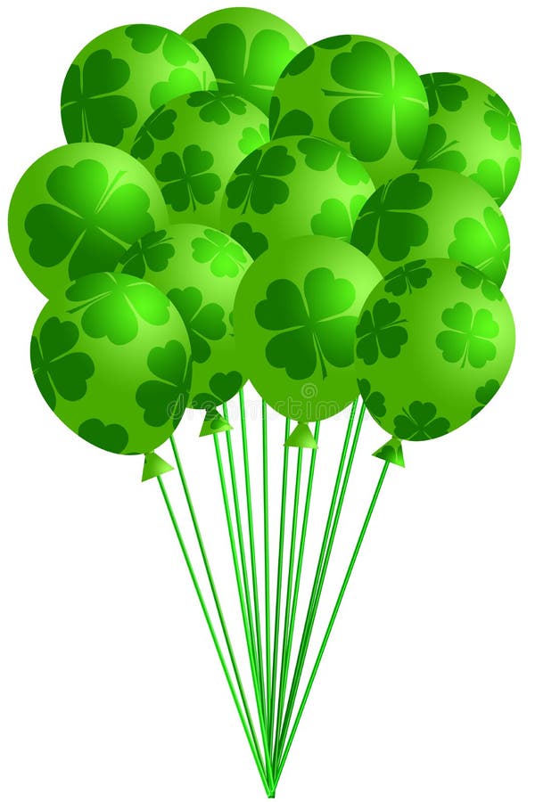 Bunch of Irish Green Balloons with Shamrocks Stock Illustration ...