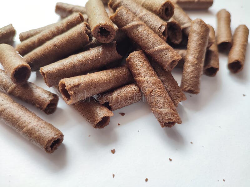 Bunch of Isolated Chocolate Wafers. Dark Chocolate Covered Waffle ...