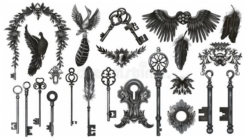 Bunch of Keys with a Bird, Versatile Image for Various Concepts Stock ...