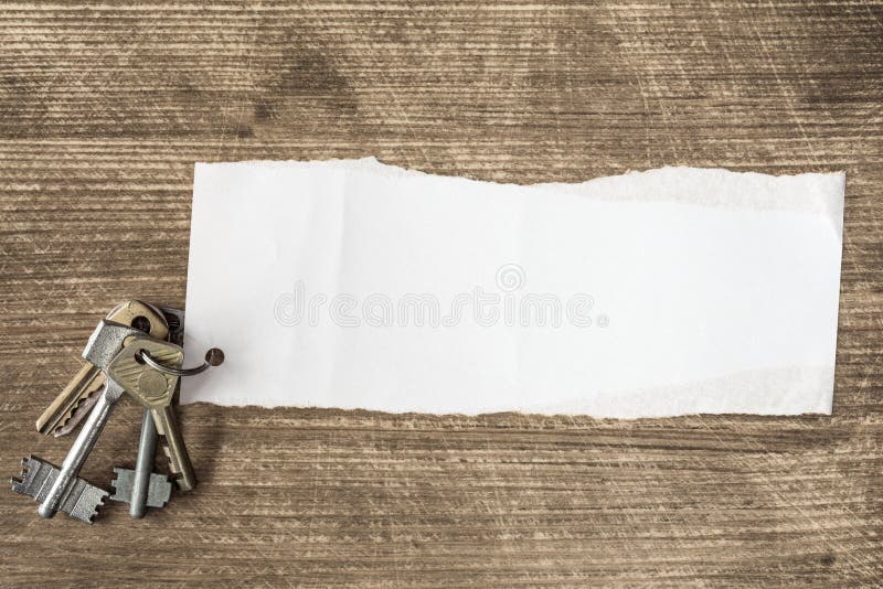 Bunch of Keys and Blank Paper Piece Stock Photo - Image of wood, safety ...