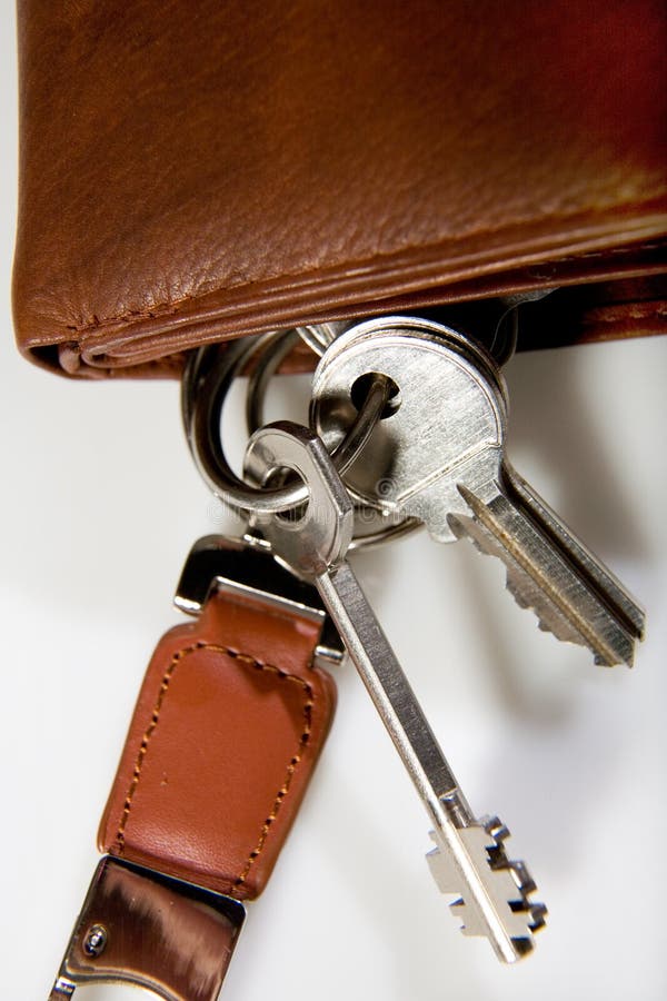 Bunch of Keys on Leather Wallet Stock Image - Image of accessory, male ...