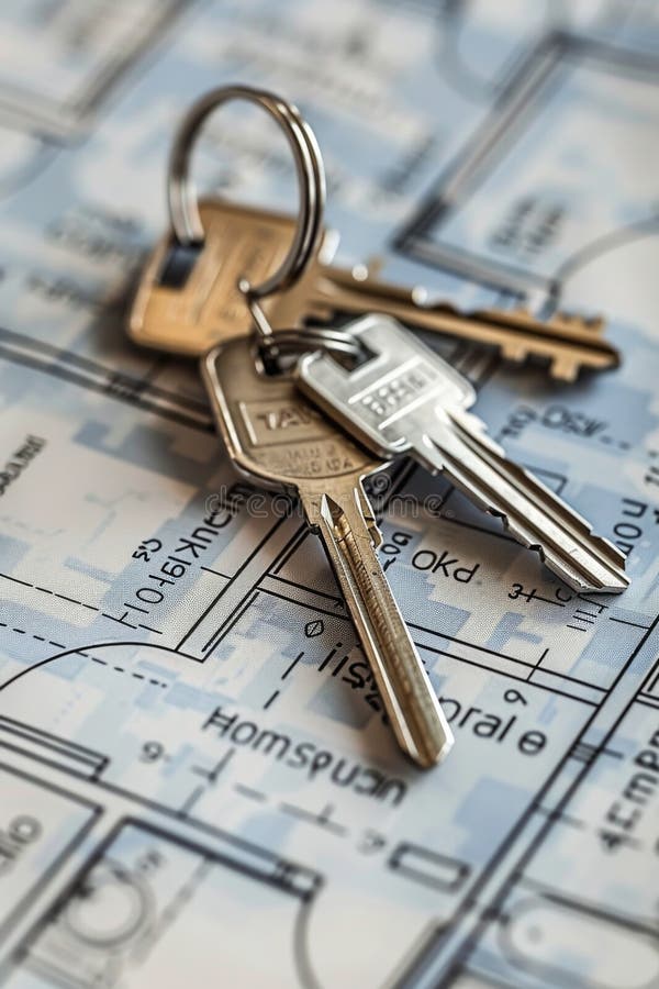 A Bunch of Keys Placed on Top of a Blueprint. Perfect for Real Estate ...