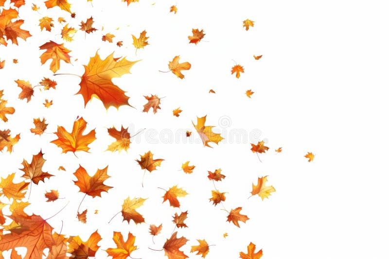 A Bunch of Leaves Caught in the Wind, Flying through the Air Stock ...
