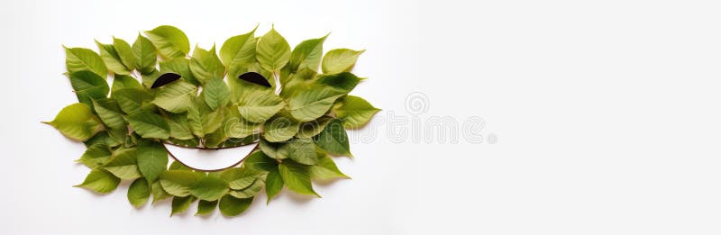 Bunch of Leaves in Form of Cheerful Smiley, White Background Isolate ...