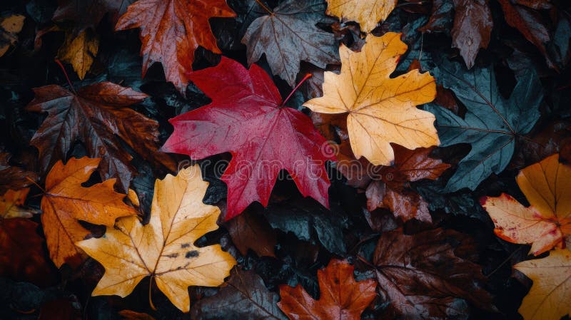 A Bunch of Leaves are Laying on the Ground in a Pile, AI Stock Image ...