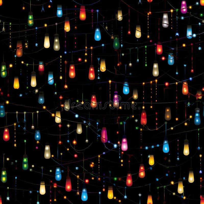 A Bunch of Lights that are on a String. Seamless Pattern. Stock ...