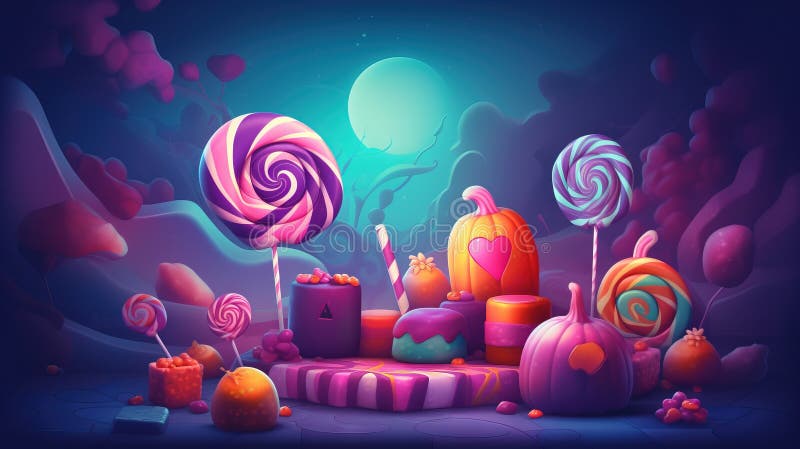 A Bunch of Lollipops and Candy on a Table Stock Illustration ...