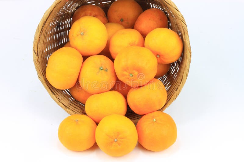 A Bunch of Mandarin Orange in Rattan Basket Stock Photo - Image of ...