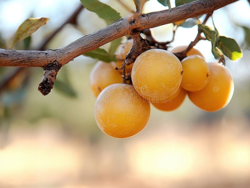 A Bunch of Marula Fruit Hanging from a Tree Branch Stock Illustration ...