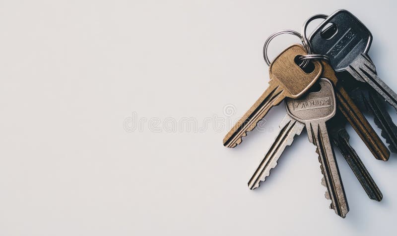 A Bunch of Metal Keys on a White Background Stock Illustration ...