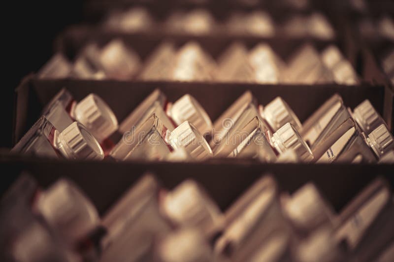 Bunch of Milk Bottles in a Paper Packet in a Big Box Stock Photo ...