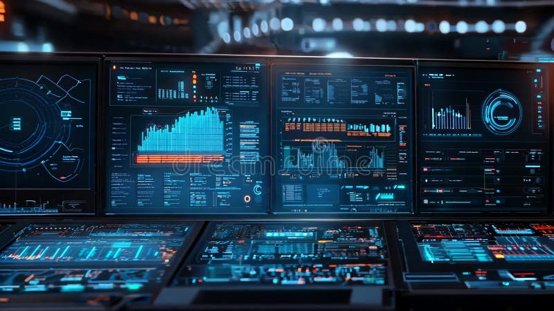 A Bunch of Monitors that are Sitting on a Table Stock Footage - Video ...