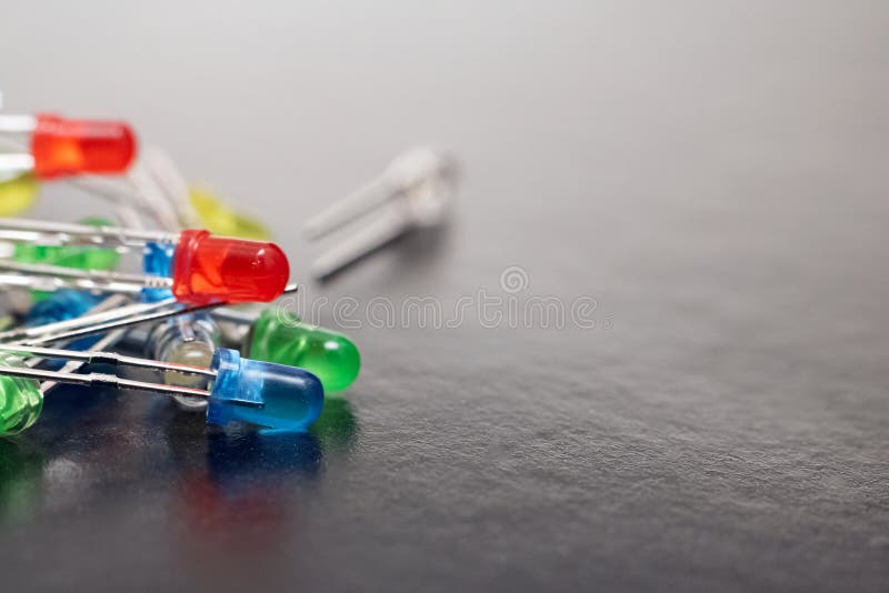 Bunch Of Multi-colored LEDs On Gray Background Stock Photo - Image of ...