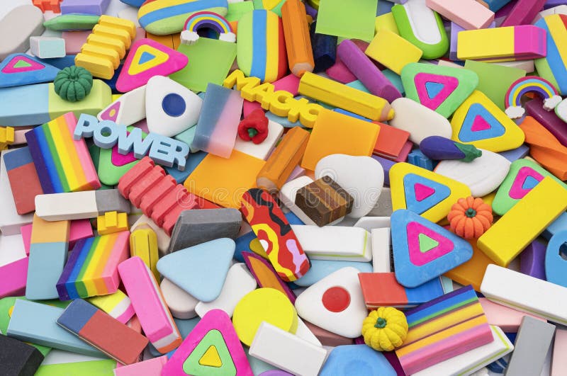 A Bunch of Multicolored Erasers Stock Image - Image of colorful ...